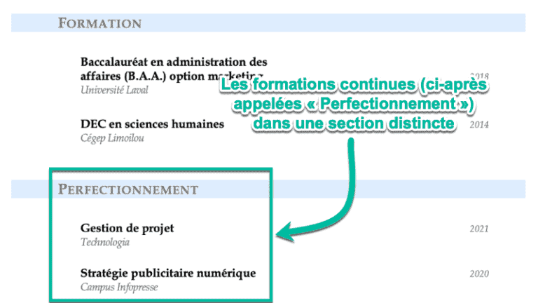 Guide complet sur la formation dans le CV