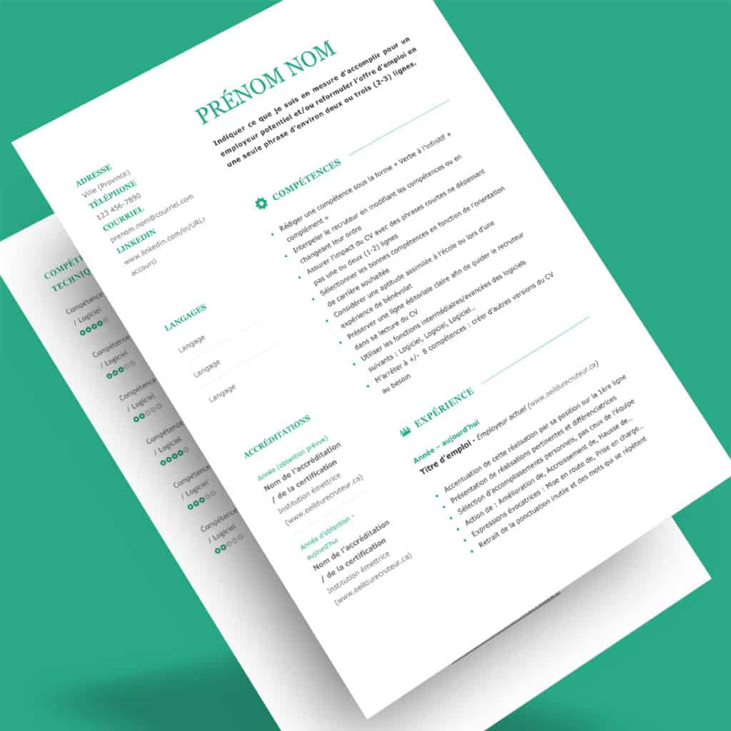 Modèles de CV pour le Québec