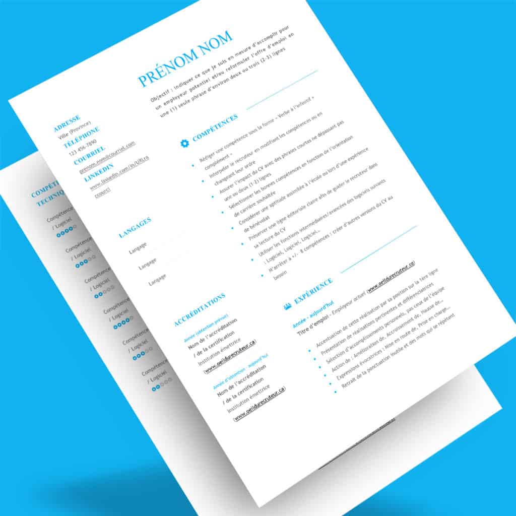 Modèles de CV pour le Québec