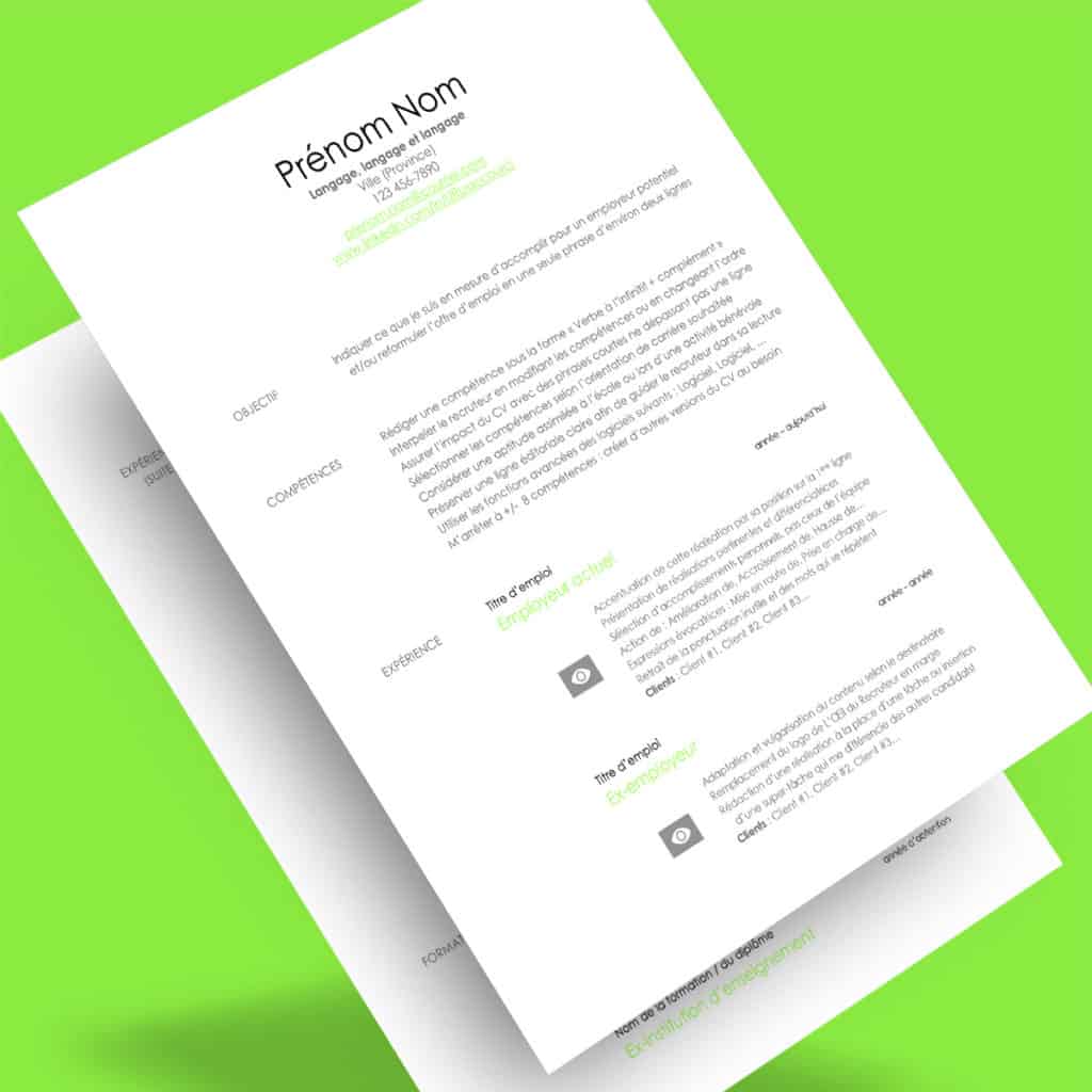 Modèles de CV pour le Québec